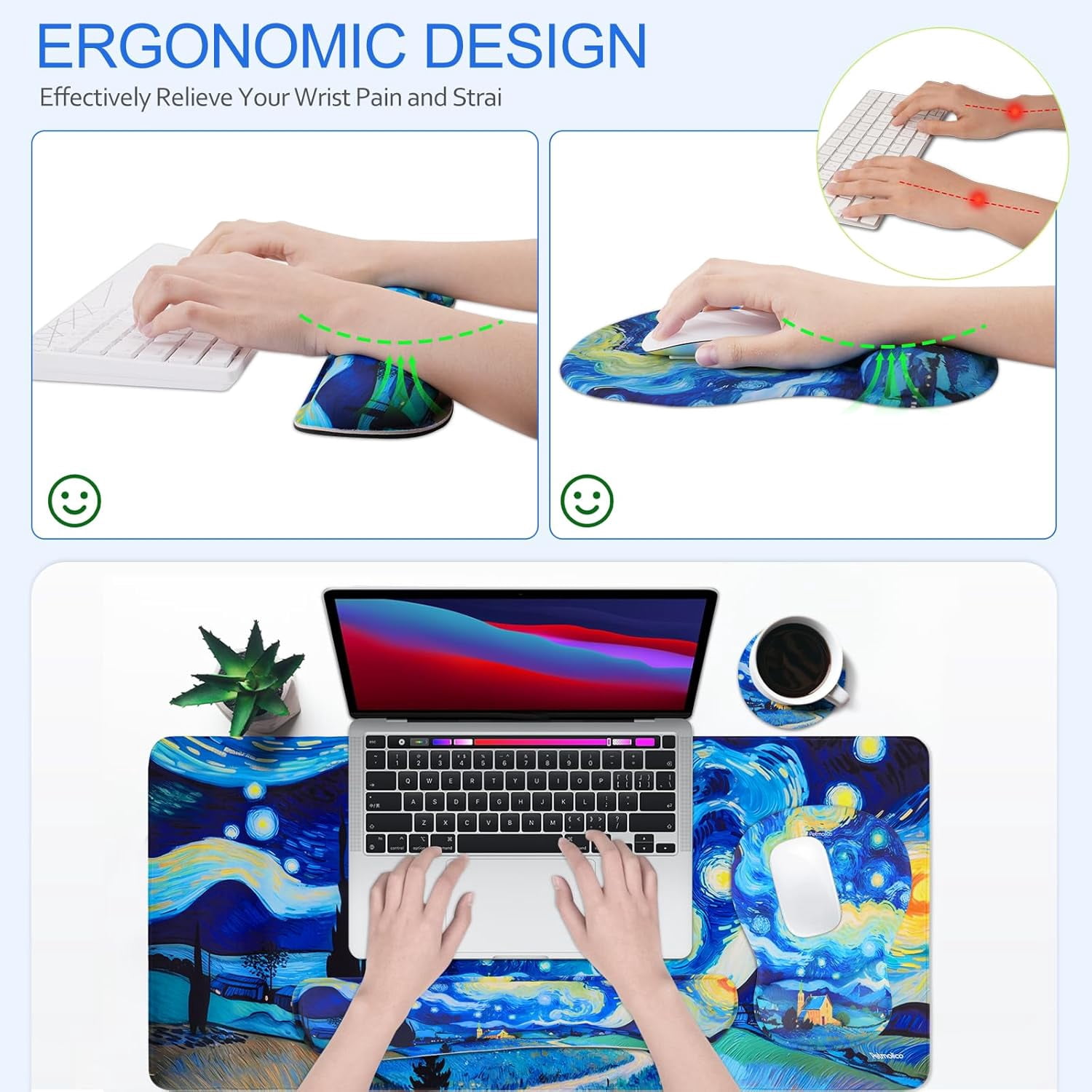 ASIASN-Mouse Pad Set with Computer Keyboard Desk Pad,Mouse Pad with ...