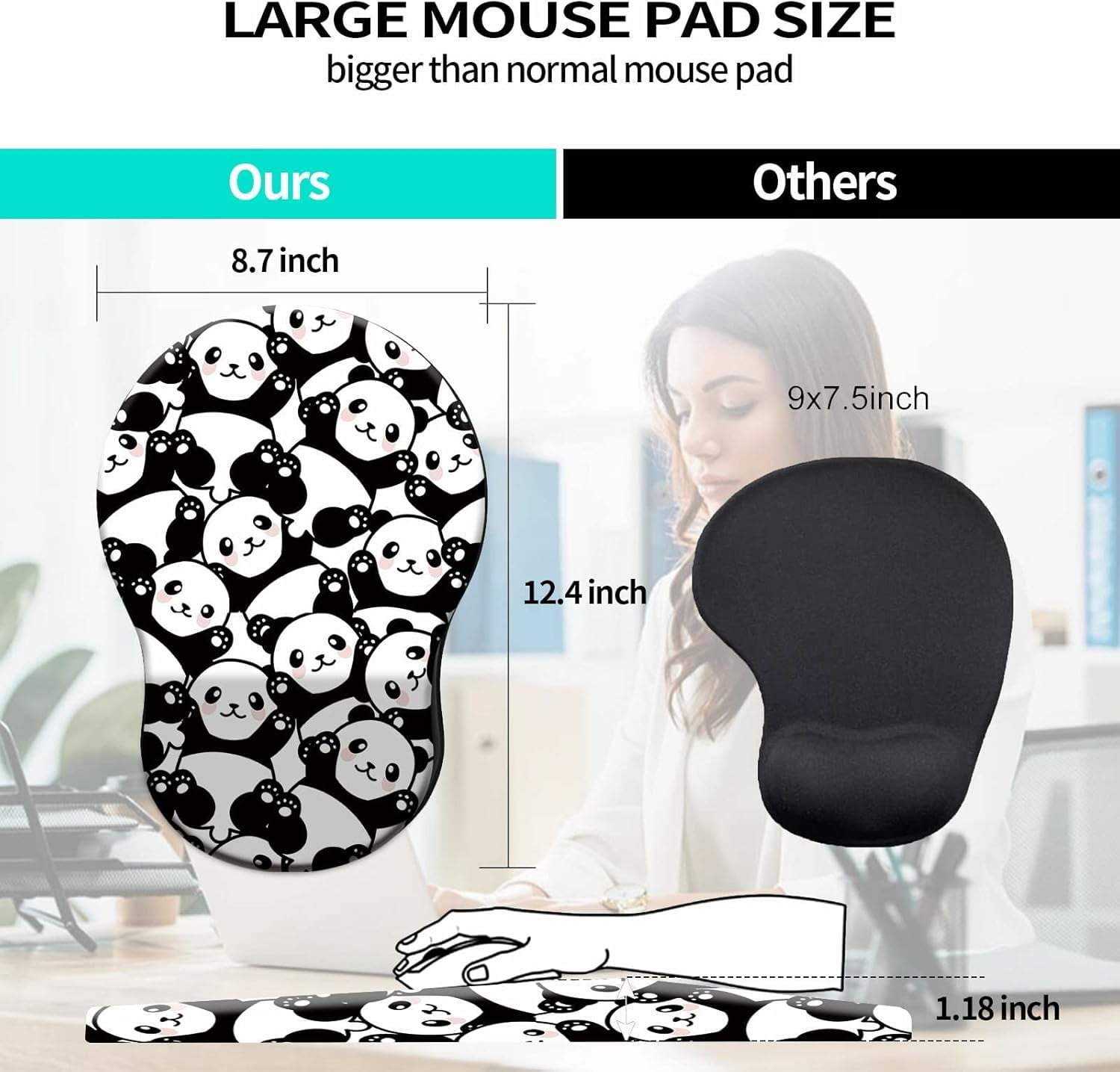 ASIASN-Mouse Pad with Wrist Support Gel Cute Panda Pattern Design ...