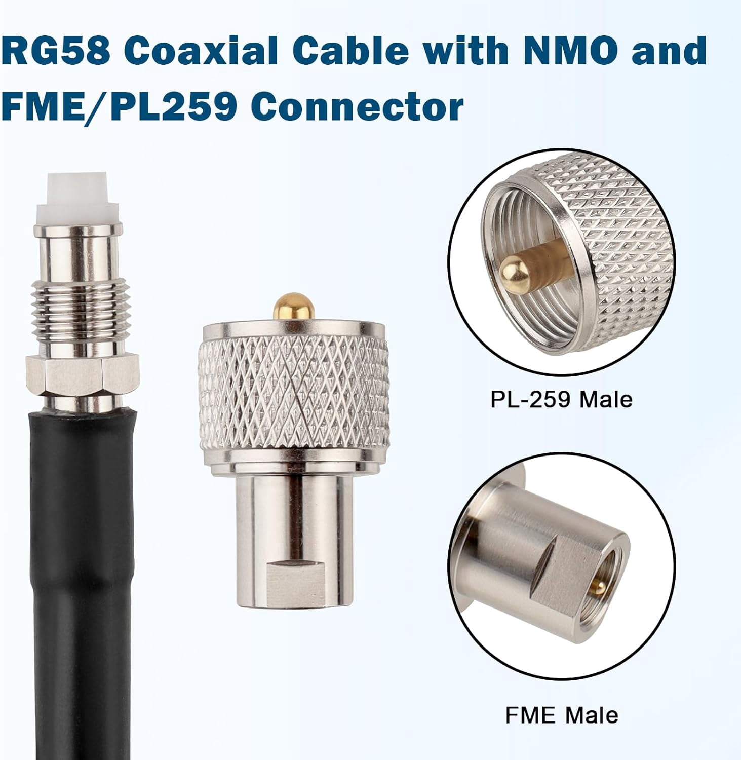 ASIASN-NMO Antenna Cable,6FT Low Loss RG58 Coaxial CB Antenna Cable ...