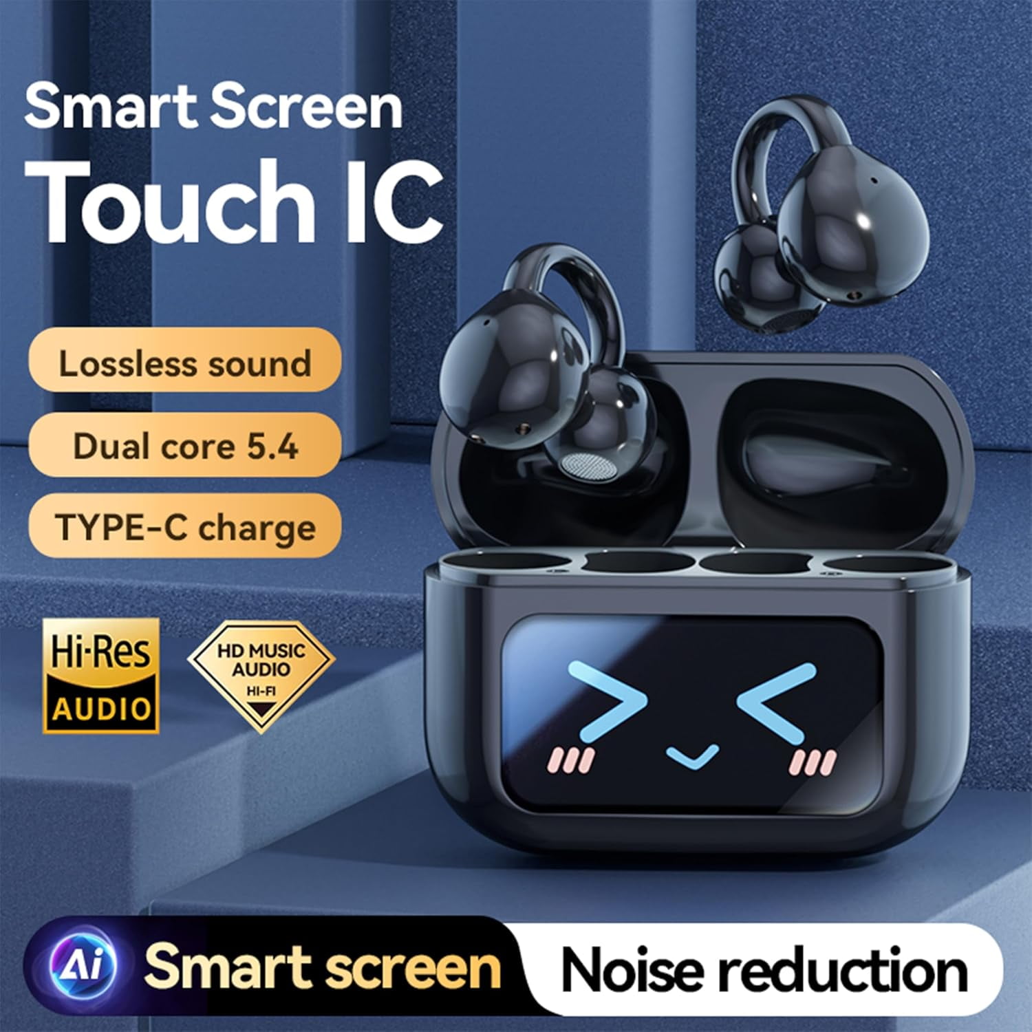 ASIASN-Open Ear Clip Headphones Wireless Earbuds Bluetooth 5.4 Sports ...