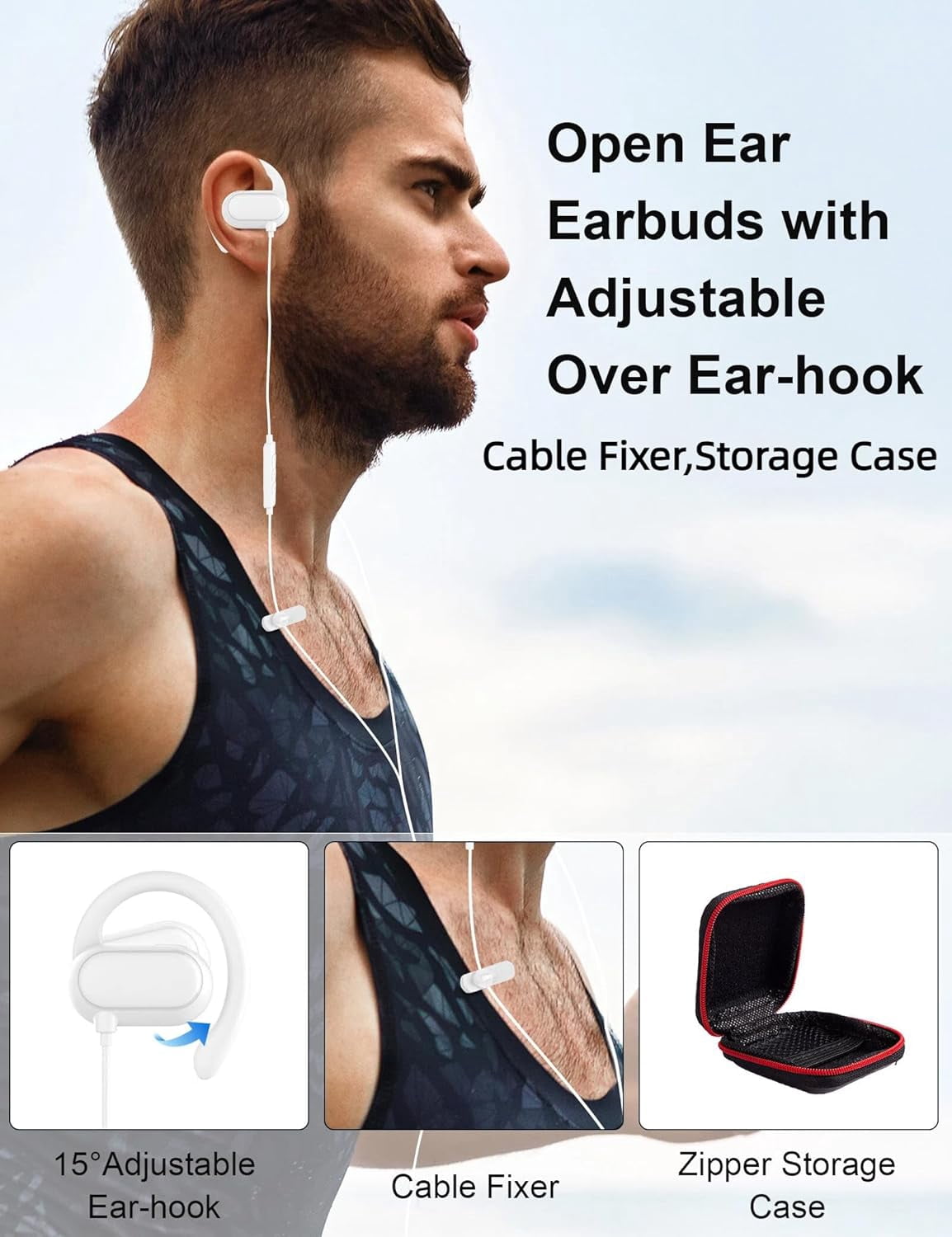 ASIASN-Open Ear USB C Headphones Wired Earbuds with Over Ear Hook for ...