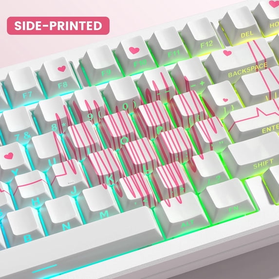 ASIASN-PBT Keycaps-Cherry Key Caps Side Print, Heart Design Dye ...