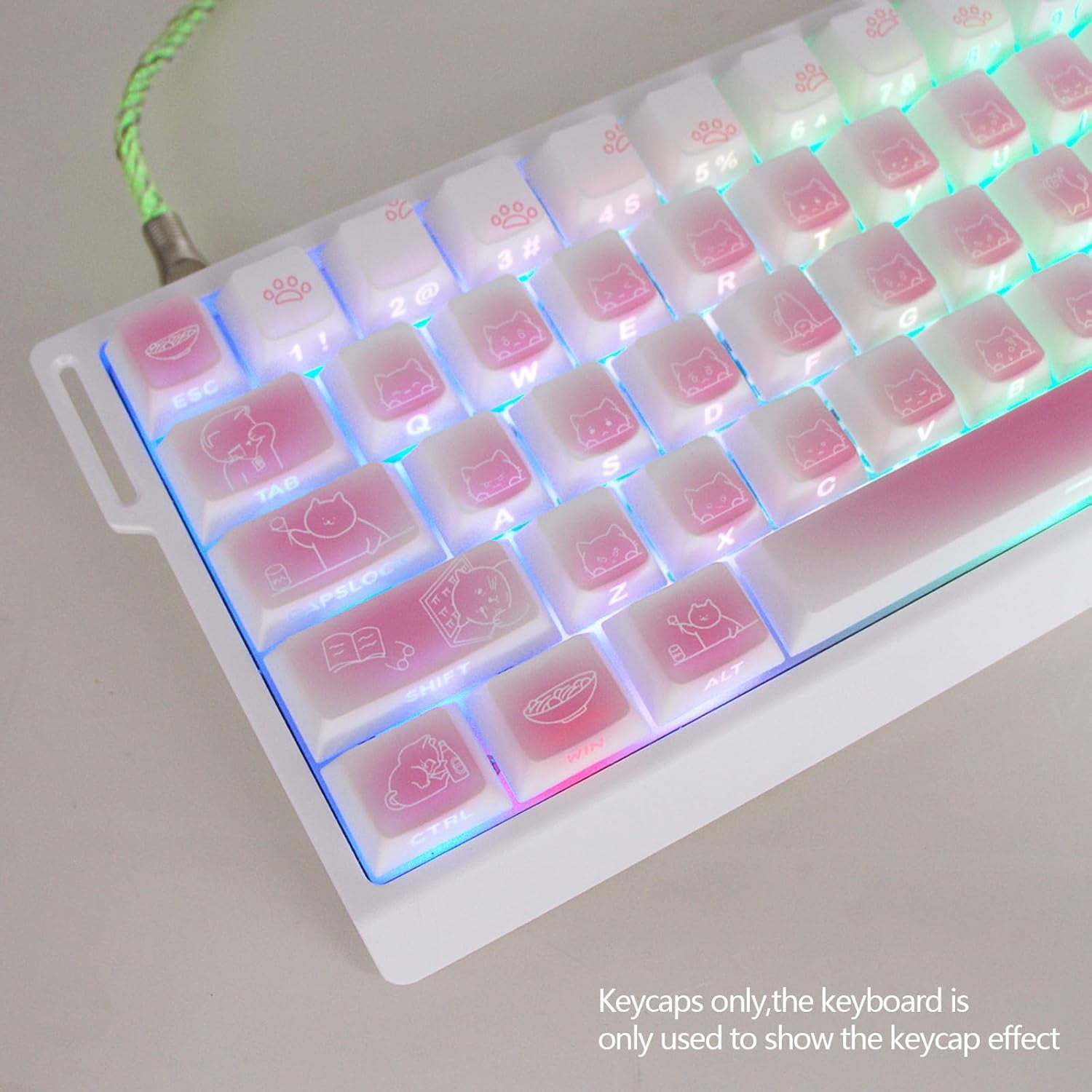 ASIASN-PBT Side Printed Translucent Keycaps,Cherry Profile Keycap 74 ...