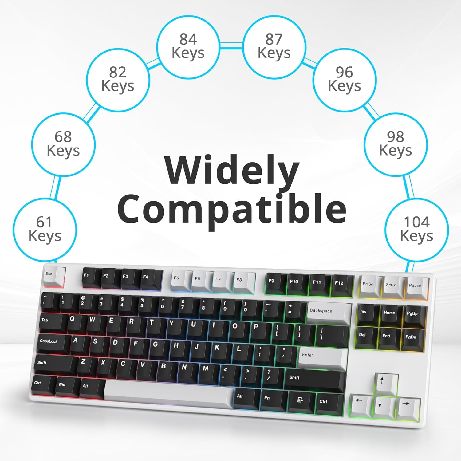 ASIASN-PBT WOB Keycaps, Black and White Cherry Profile Double Shot ...