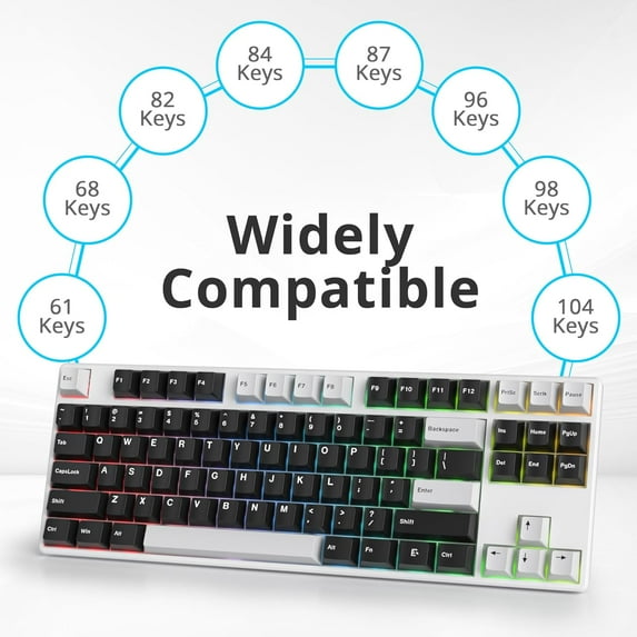 ASIASN-PBT WOB Keycaps, Black and White Cherry Profile Double Shot ...