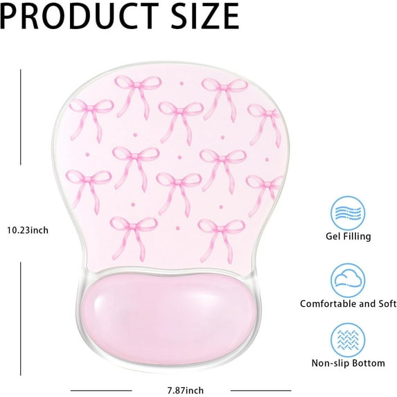 ASIASN-Pink Bow Mouse Pad with Gel Wrist Support - Cute Office ...