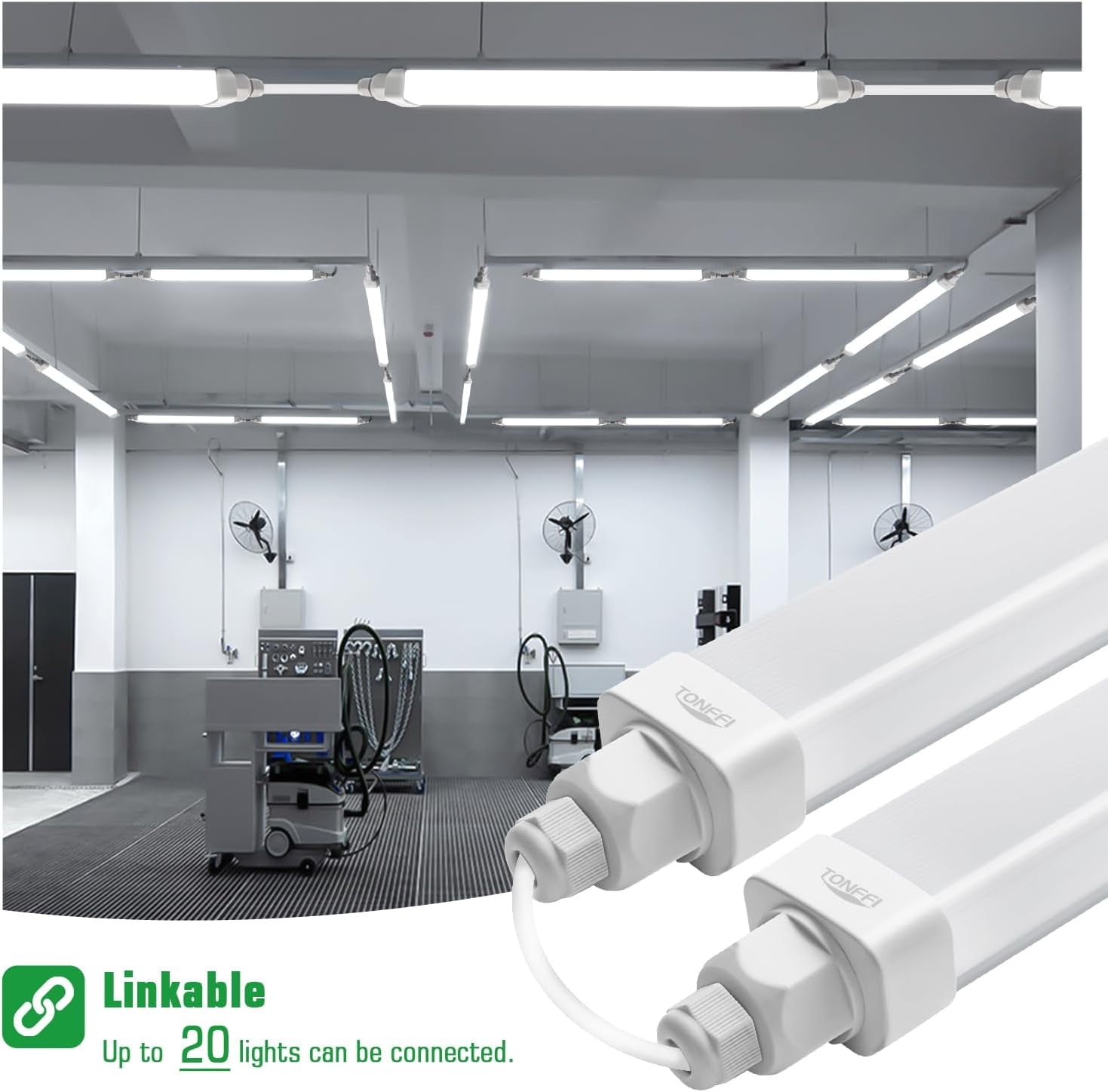 ASIASN-Plug in LED Ceiling Light 2FT, 18W 2000LM Led Shop Light with No/Off Switch, 5500K ...