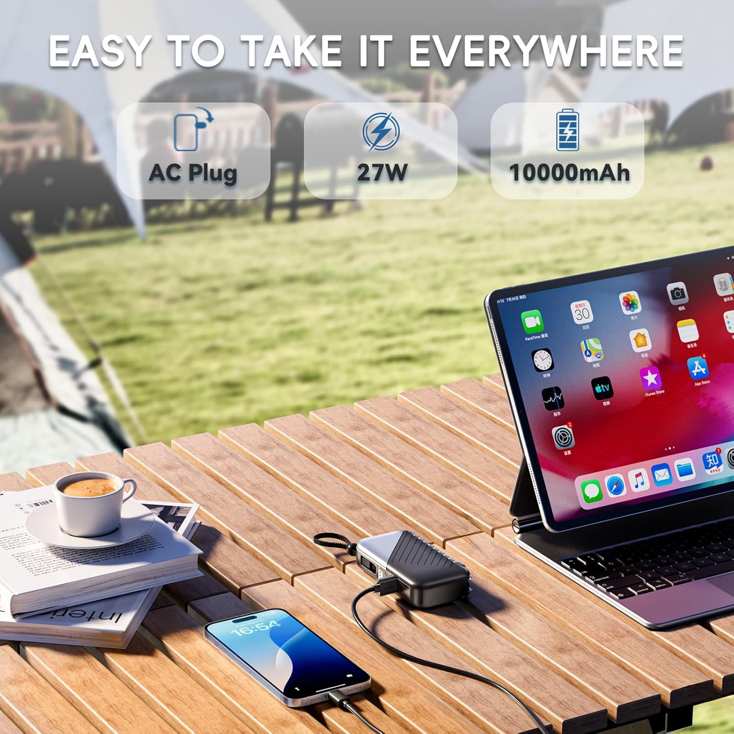 ASIASN-Portable Charger with Wall Plug 10000mAh Power Bank for iPhone ...