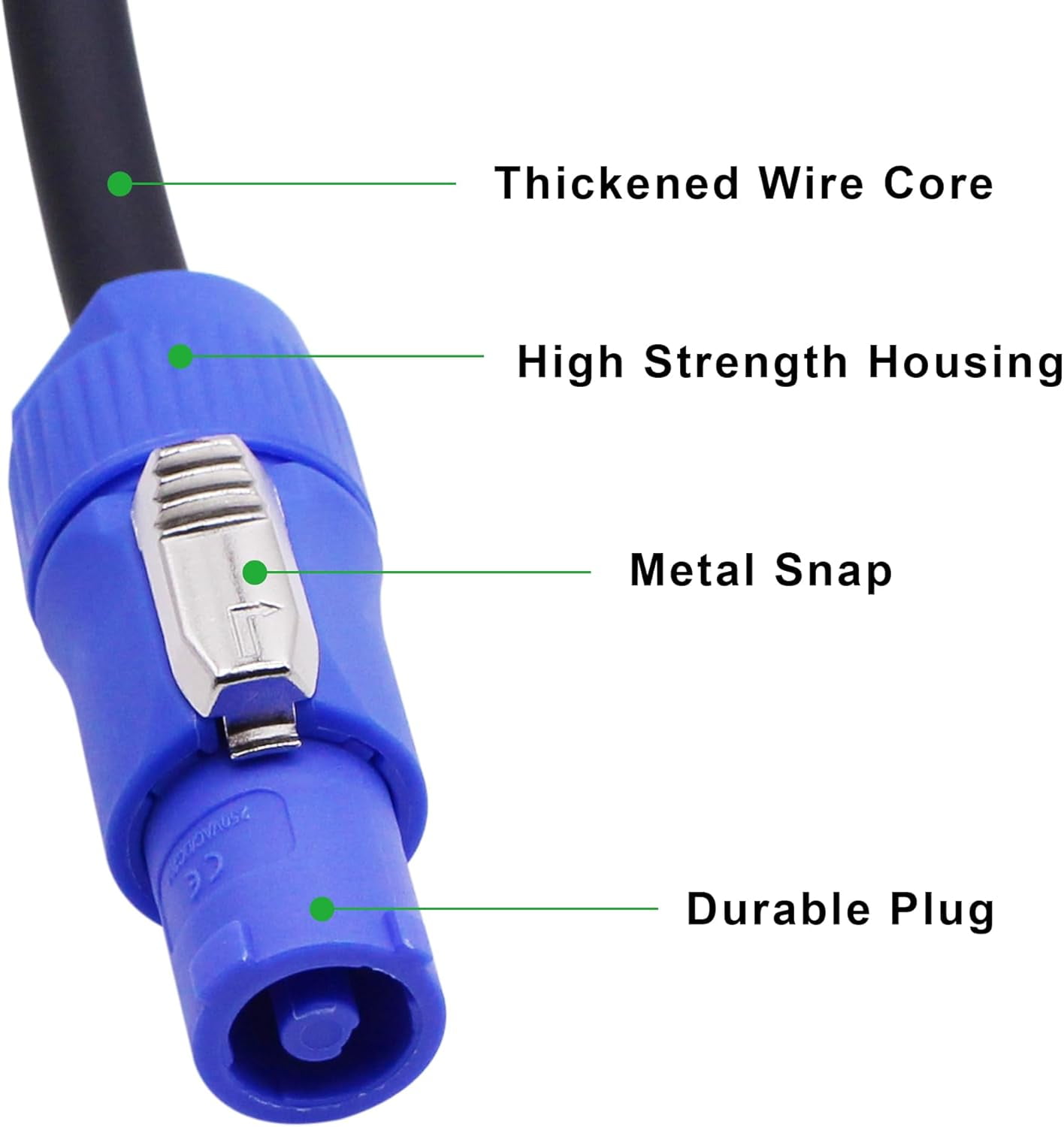 ASIASN-PowerCon Cable AC 12 AWG Power Cable 78.7in 3 Pin Extension ...