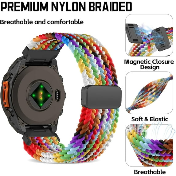 ASIASN-QuickFit 22mm Magnetic Braided Compatible with Garmin Fenix 8 ...