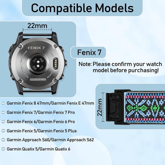 ASIASN-Quickfit 22mm Bands for Garmin Fenix 8 47mm/Fenix E 47mm/Fenix 7 ...