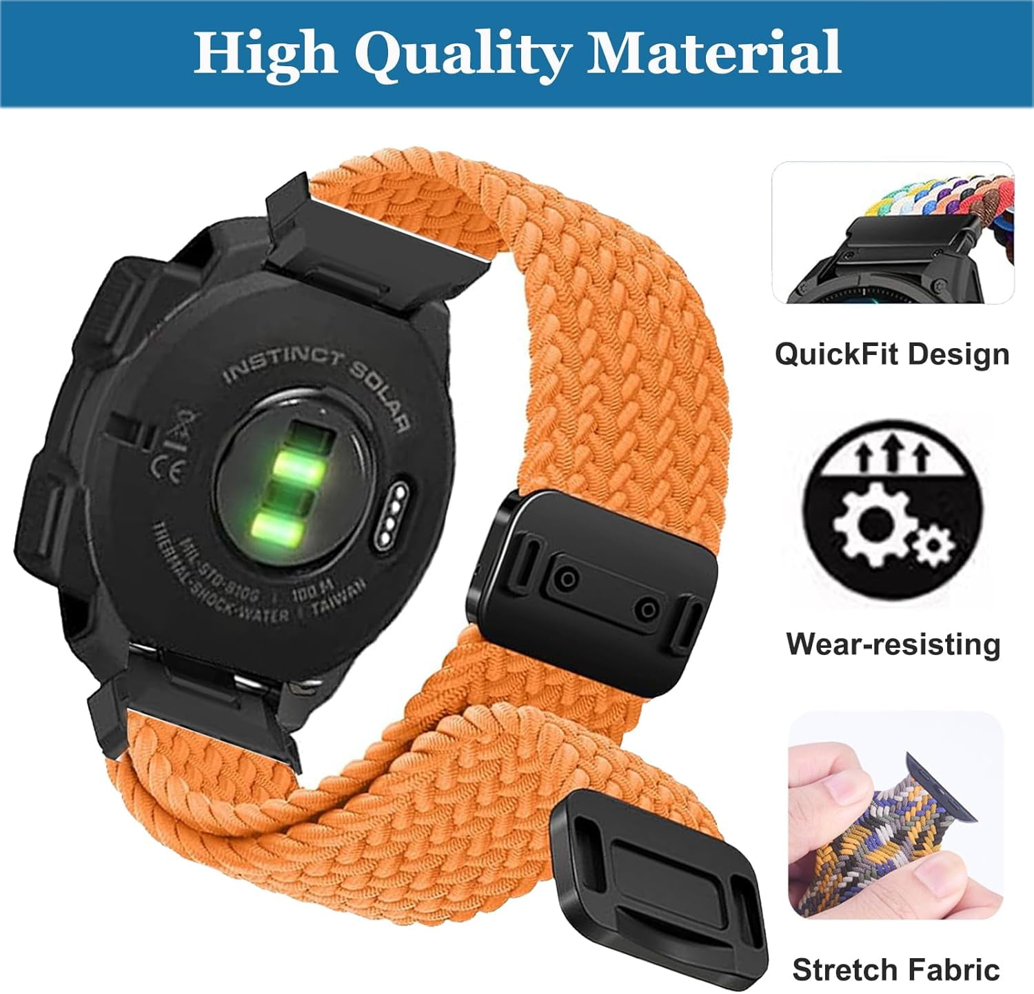 ASIASN-Quickfit Nylon Watch Bands for Garmin Instinct/Instinct 2, Soft ...