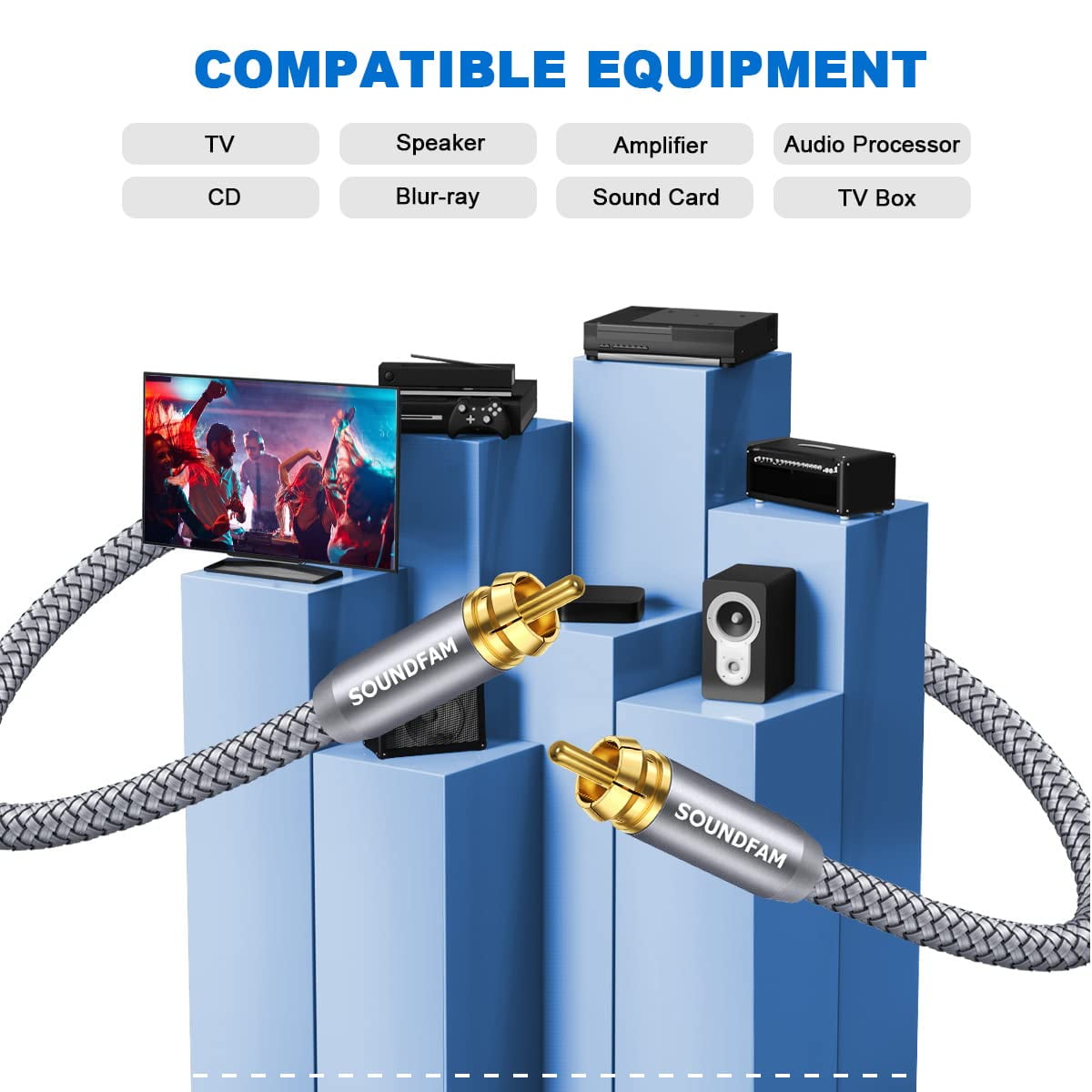 ASIASN-RCA Subwoofer Cable 6ft/2M RCA Cable Male to Male Gold Plated ...