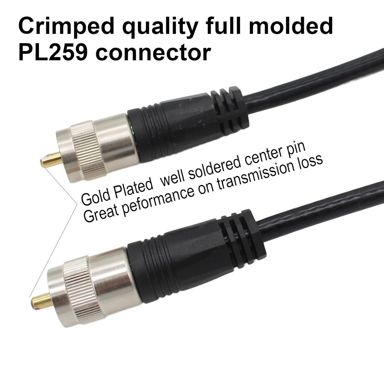 ASIASN-RG8X Coaxial Cable 20ft (6m), CB Coax Cable, UHF PL259 Male to ...