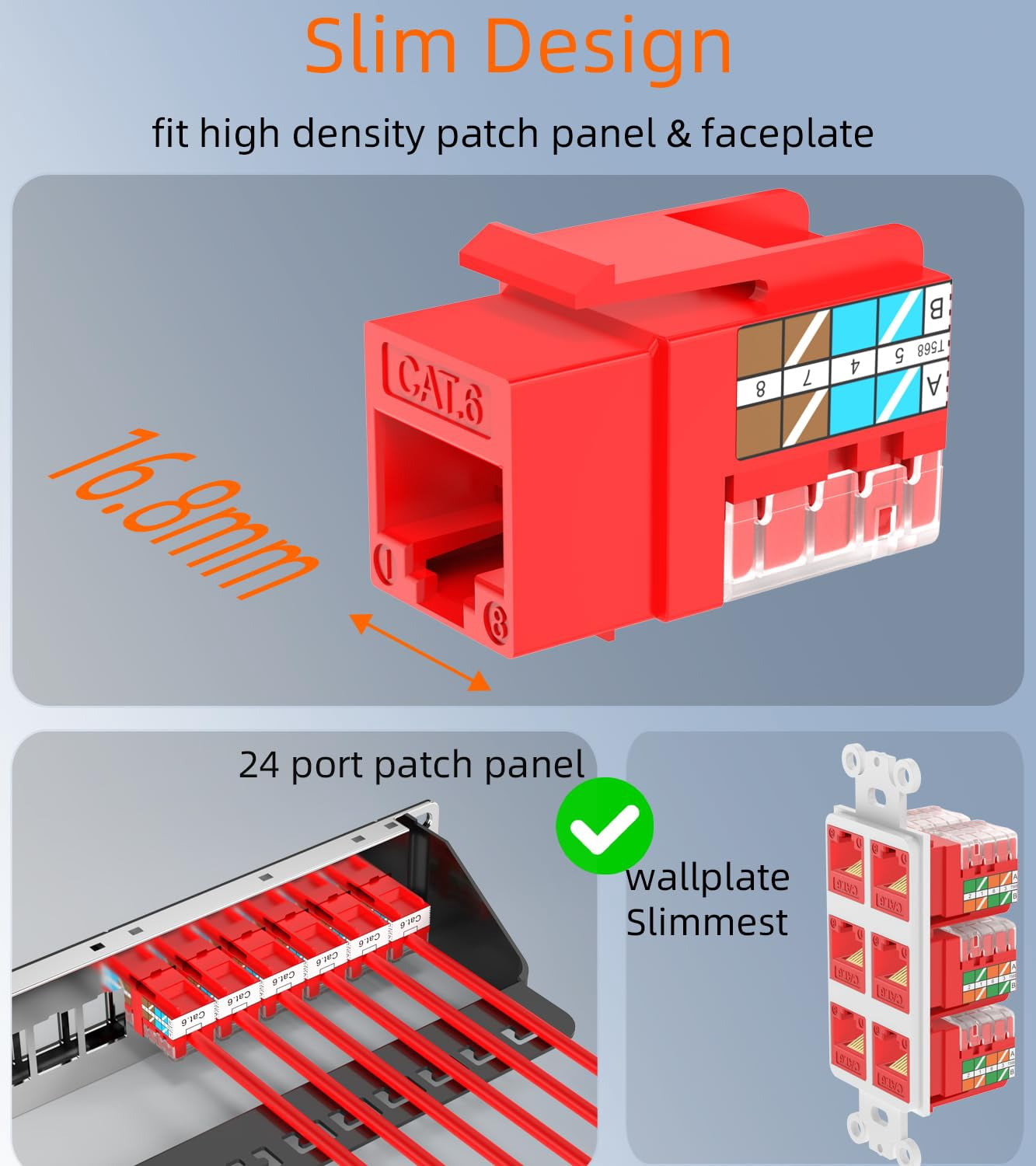 ASIASN-RJ45 Keystone Jack Cat6 10G Support, Keystone Jacks UTP 25 Pack ...