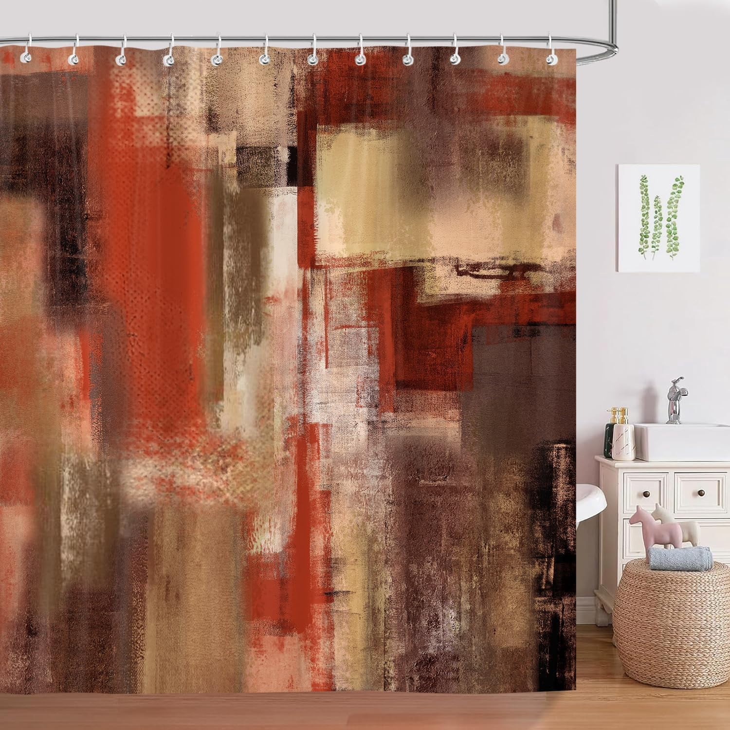 ASIASN-Red Brown Orange Abstract Shower Curtain for Bathroom 60x72 Inch ...