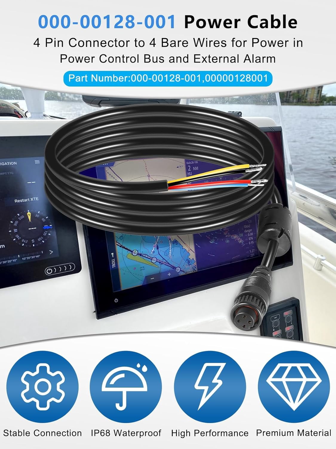 ASIASN-Replacement for 000-00128-001 Power Cable, 4 Pin Connector to 4 ...