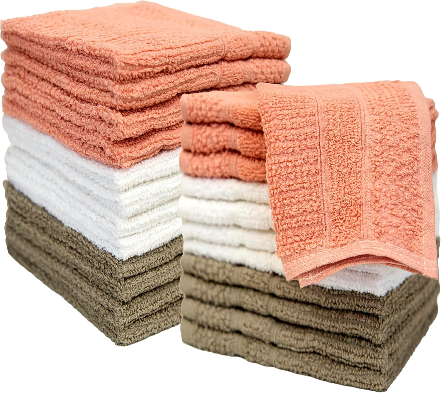 ASIASN-Ribbed Wash Cloths Set - 12 Pack (12\u201d x 12\u201d) \u2013 ...