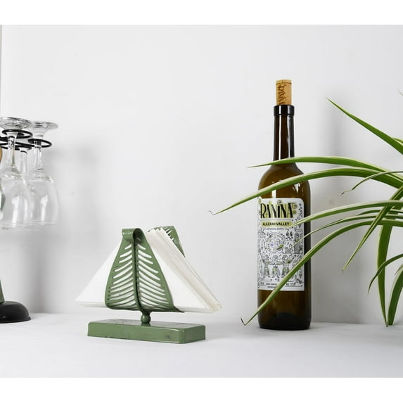 ASIASN-Rustic Green Leaf Napkin Holder Set of 2 – Decorative Iron ...