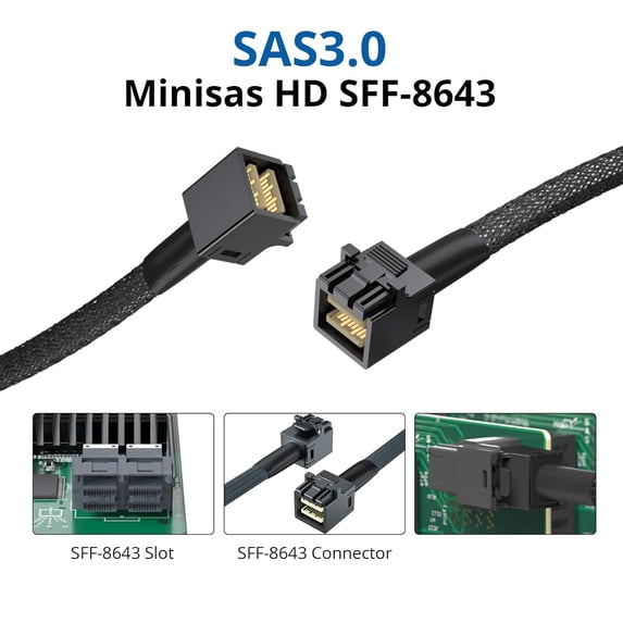 ASIASN-SFF-8643 to SFF-8643 12G Internal Mini SAS HD Cable, with ...