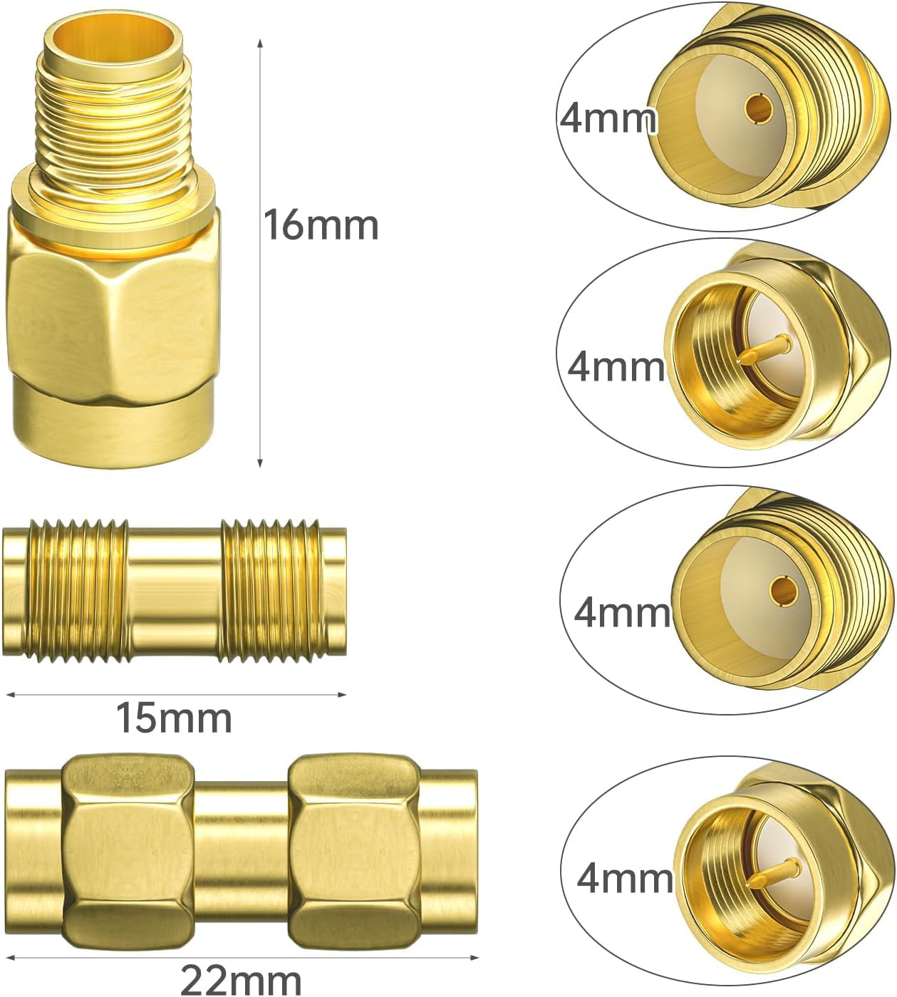 ASIASN-SMA Adapter Kit 6PCS SMA Male Female Extension Coax Coaxial ...