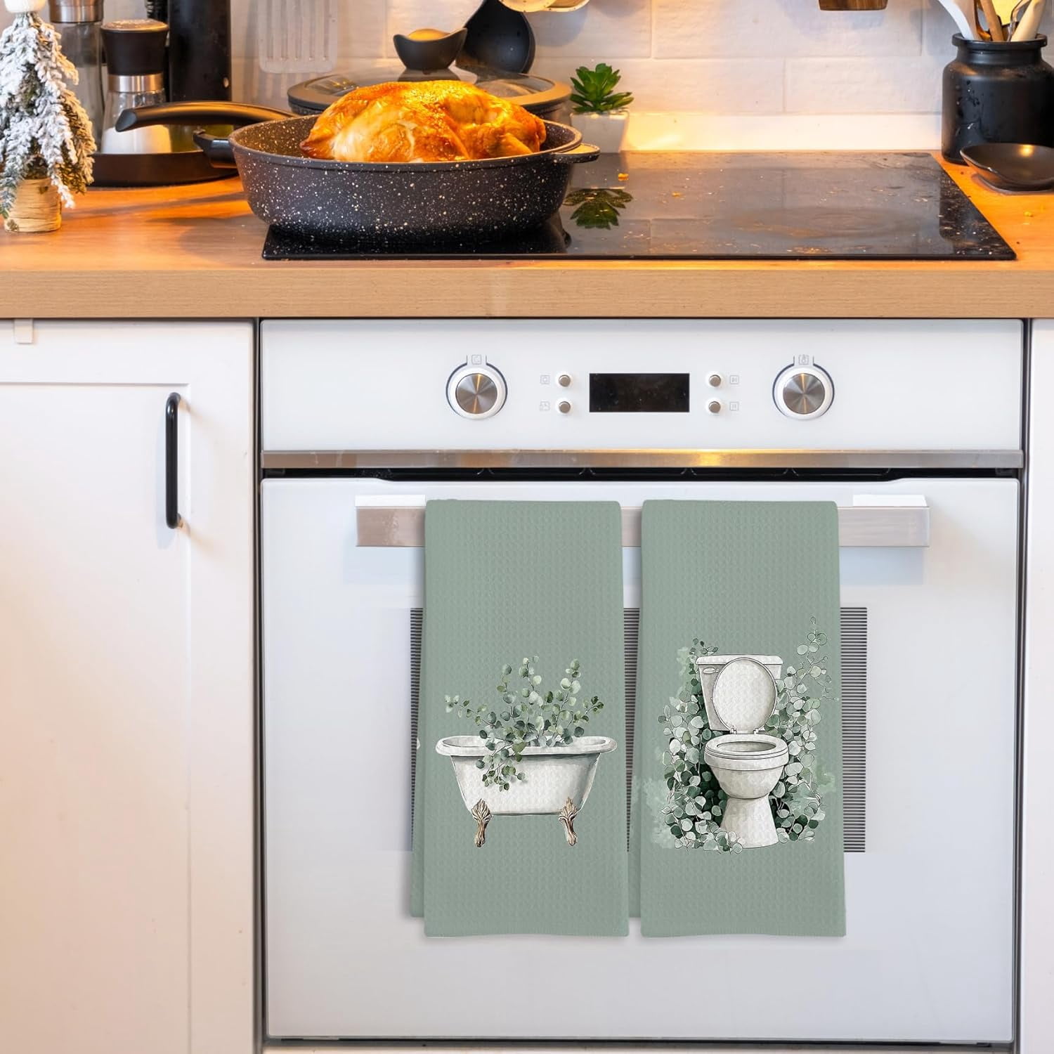 ASIASN-Sage Green Eucalyptus Hand Towels for Bathroom Set of 2 ...