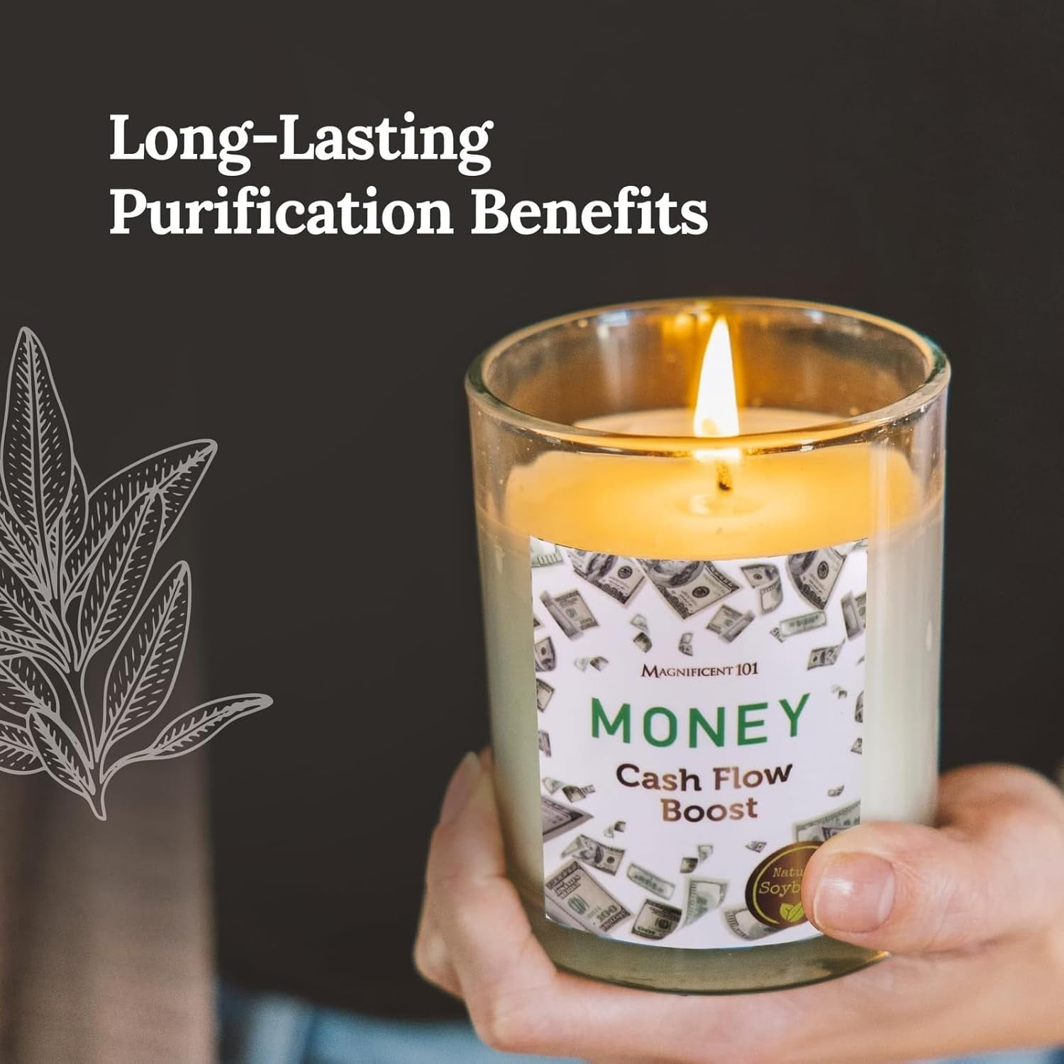 ASIASN-Set of 3 Long-Lasting Money Cash Flow Smudge Candles - 10.5 oz ...