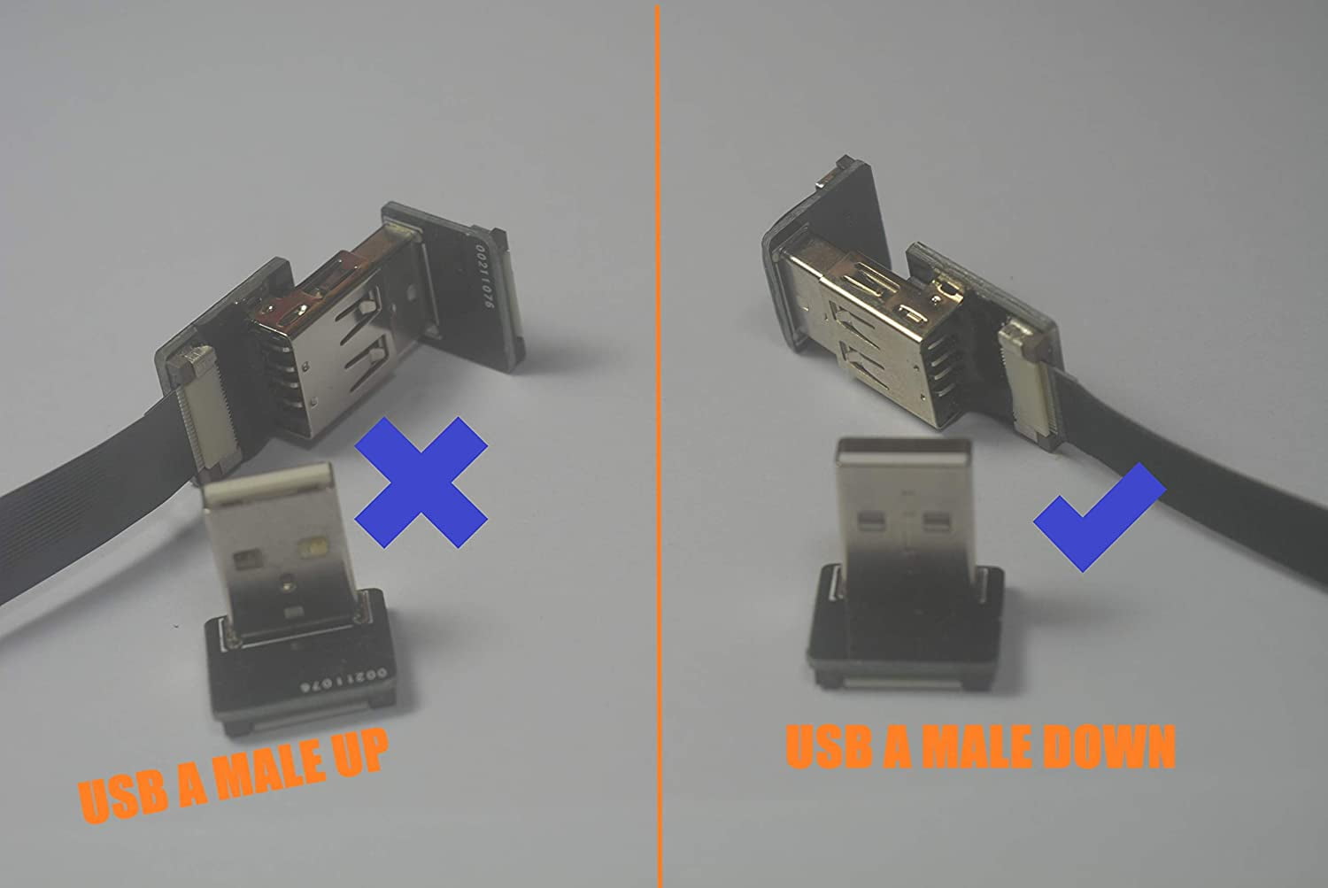 ASIASN-Short Flat Slim Thin Ribbon Standard USB A Male 90 Degree Angled ...