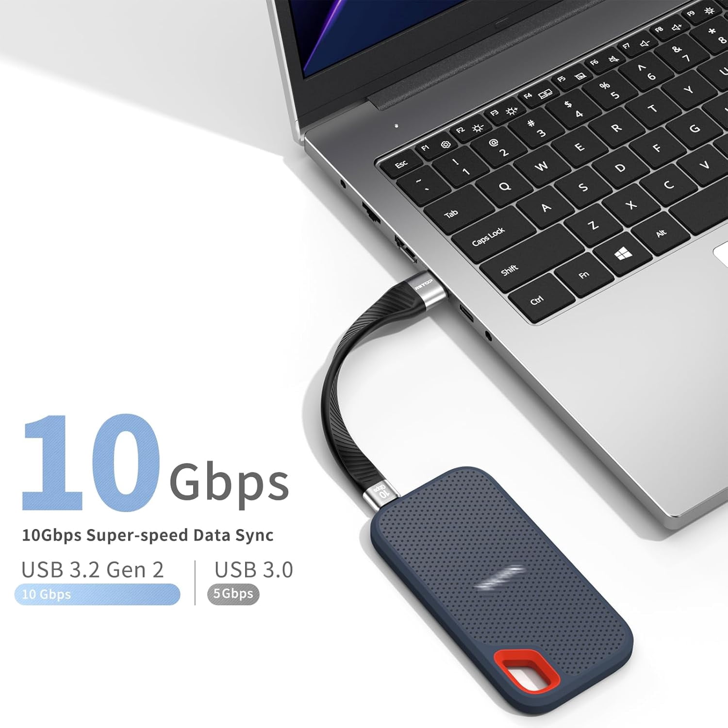 ASIASN-Short USB C Flat Cable [5inch, 2-Pack], USB A to Type-C Male ...