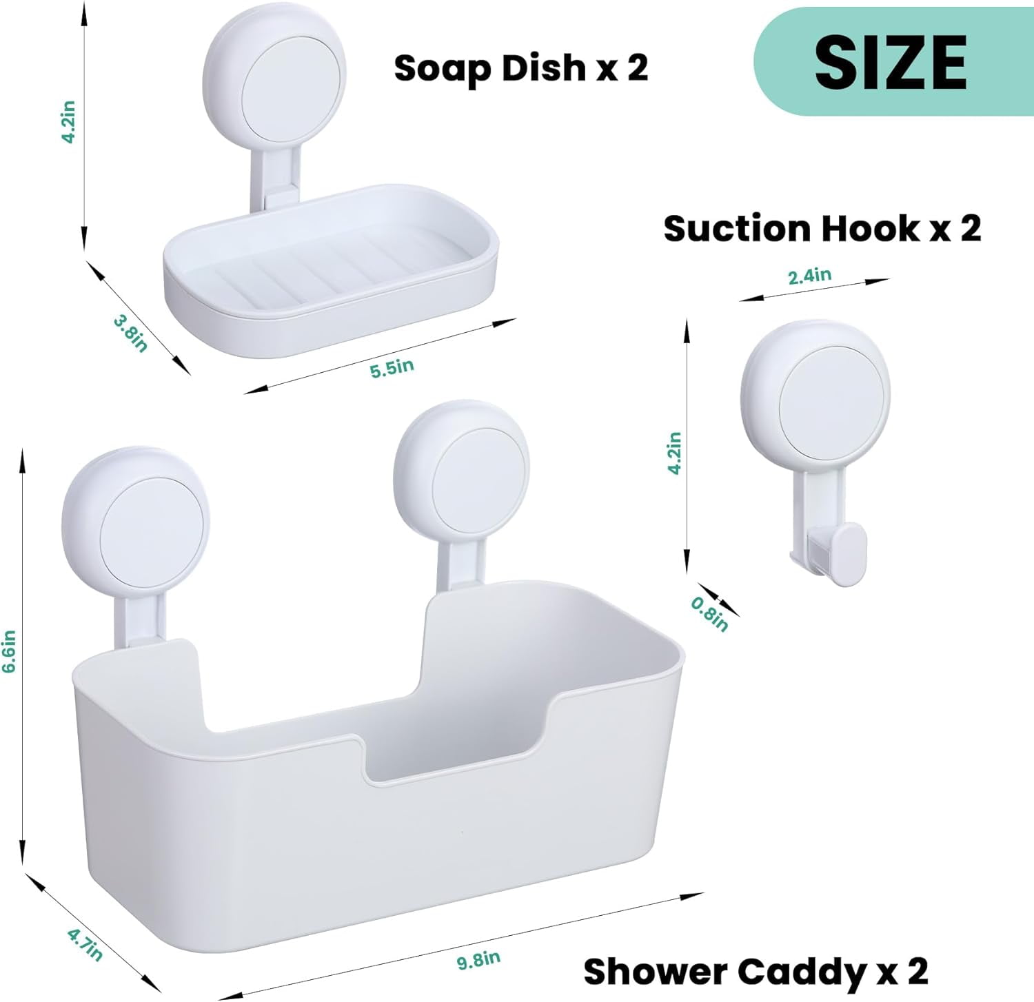 ASIASN-Shower Caddy, Organizer Removable Bathroom Shelf, 6 Pack ...