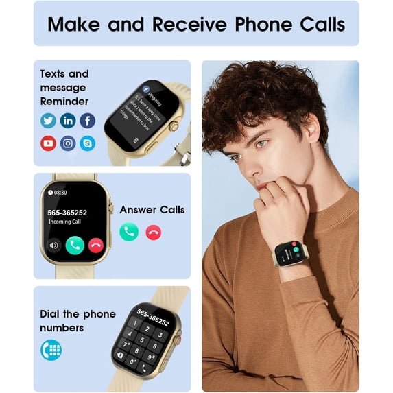 ASIASN-Smart Watch for Men Women (Answer/Make Call), 2.0"Smartwatch ...