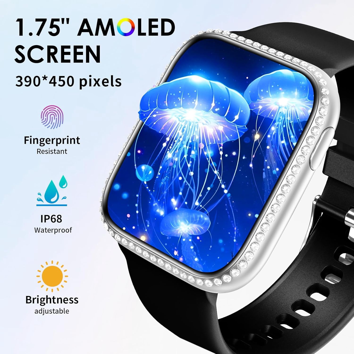 ASIASN-Smart Watch for Women, 1.75" AMOLED Fitness Tracker for Android ...