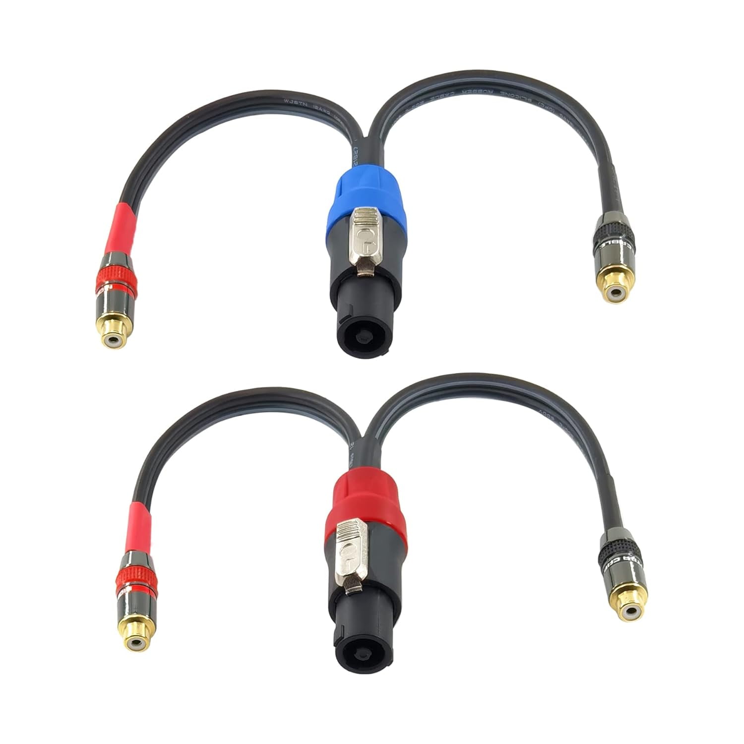 ASIASN-Speak-on 4-Pole to Dual RCA Break Out Splitter Cable Speakon ...