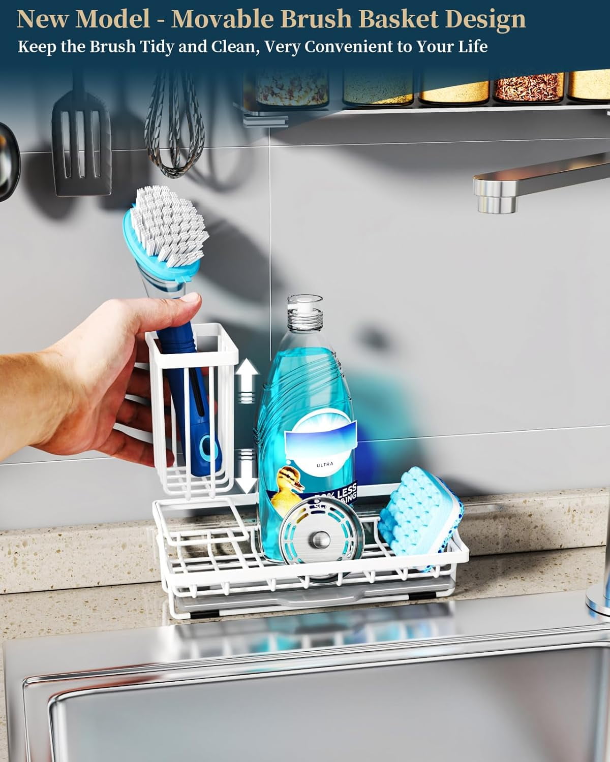 ASIASN-Sponge Holder for Kitchen Sink - Sink Caddy Organizer with ...