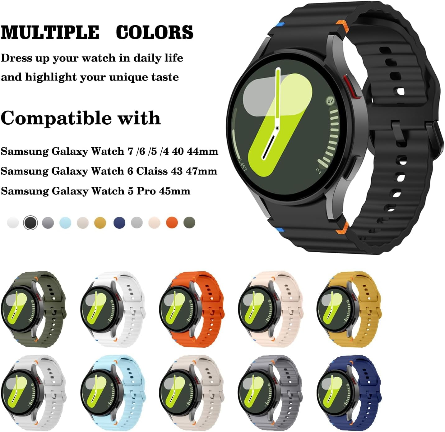 ASIASN-Sport Bands Compatible with Samsung Galaxy Watch 7 6 5 40mm 44mm ...