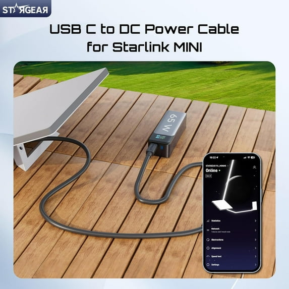 ASIASN-Starlink Mini Cable 6.5FT, 18AWG 140W Starlink USB C to DC Power ...