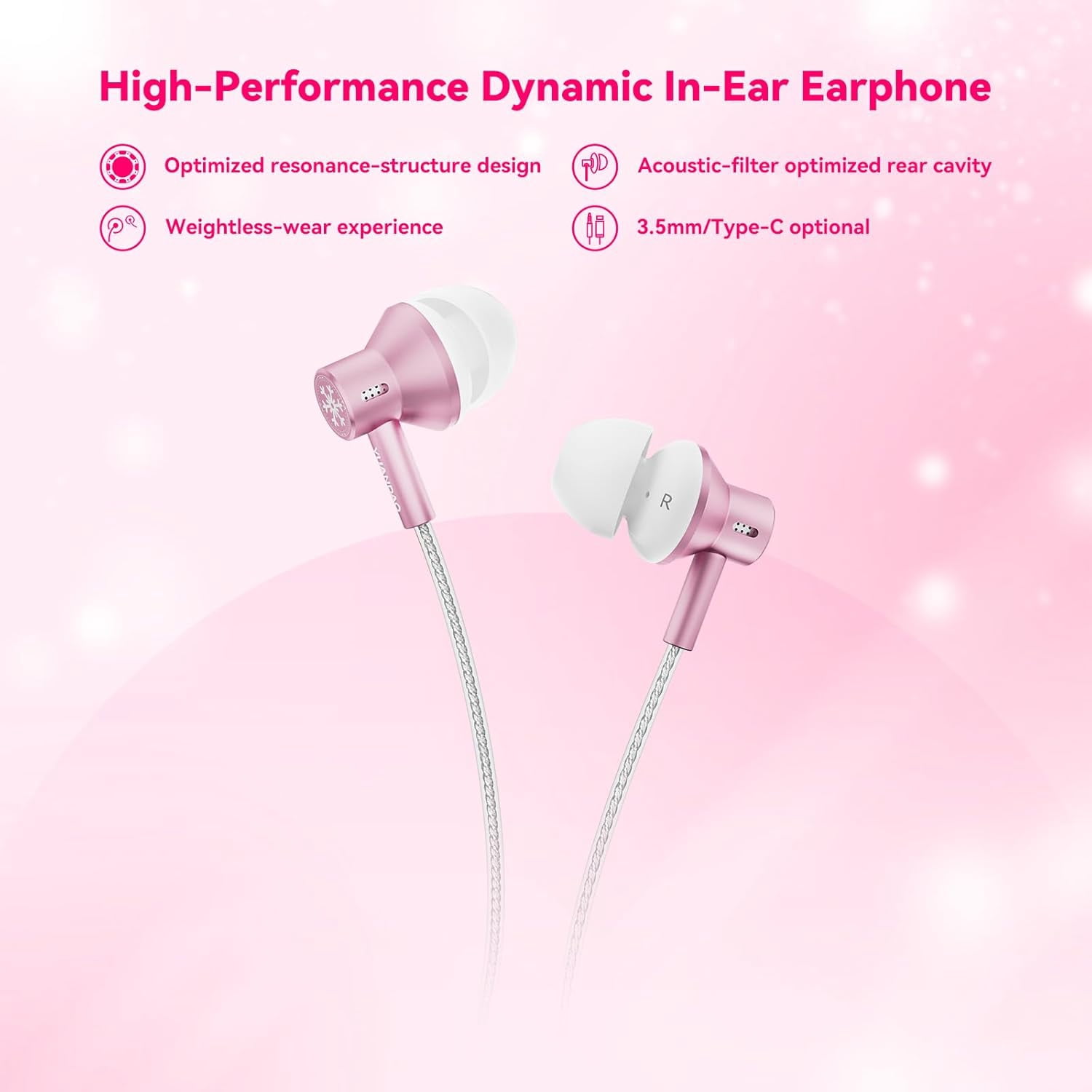 ASIASN-StringSnow Wired Earbuds with Microphone, 10mm Dynamic Driver ...