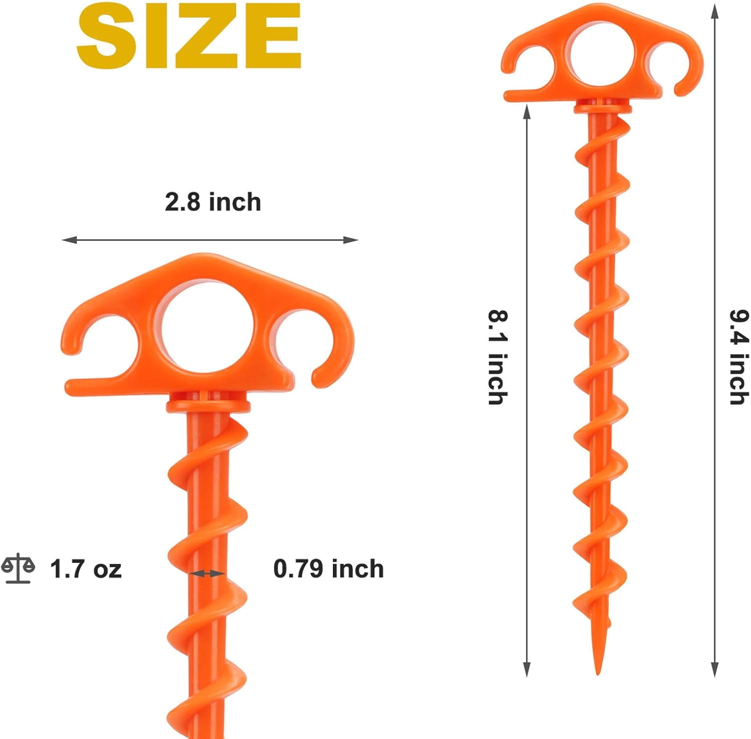 ASIASN-Tent Stakes Ground Anchors Screw in, 10 Pack Sand Stakes for ...