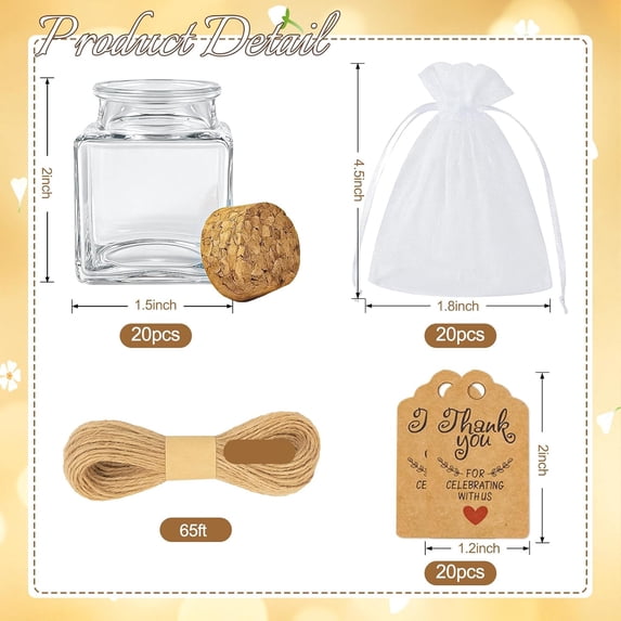 ASIASN-Trifolic 20PCS Glass Decorative Jar– 1.7 oz Mini Glass Bottles ...