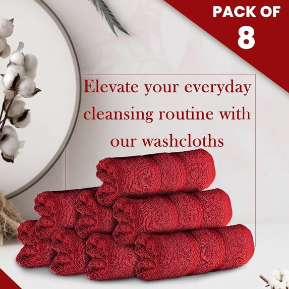 ASIASN-Turkish 8 Pack Premium Washcloths (8 Pieces) 650 GSM Highly ...