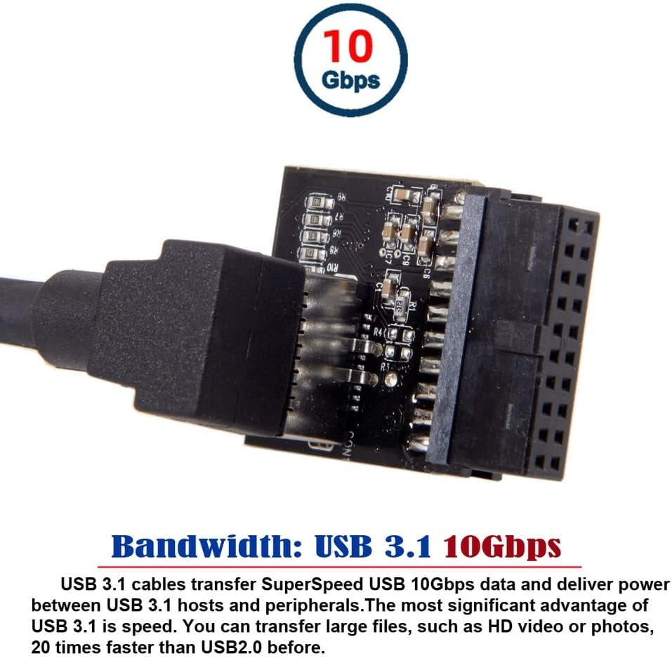 ASIASN-Type-E USB Header Adapter USB3.0 19pin 20pin Motherboard to USB3 ...