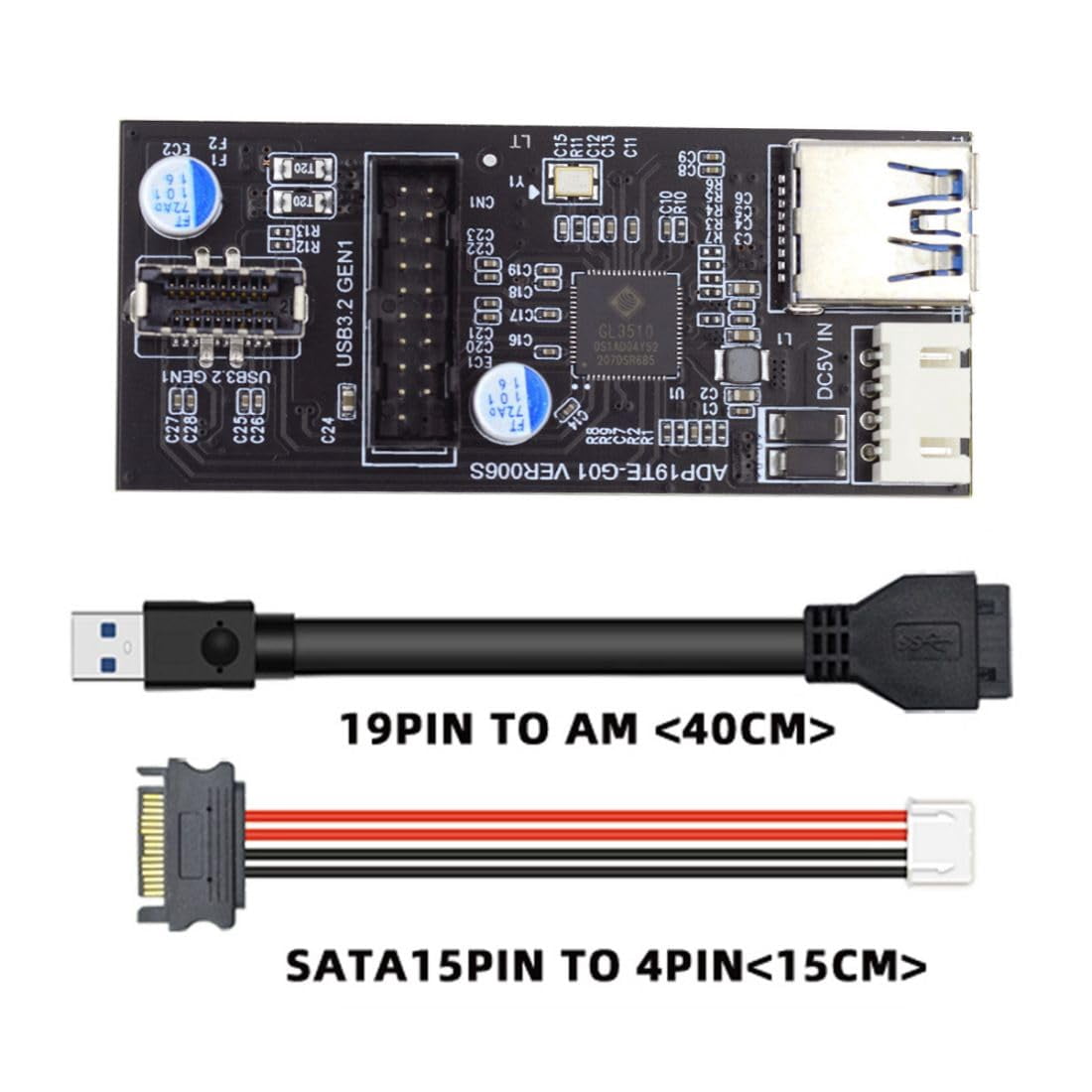 ASIASN-USB 3.0 19/20Pin to USB 3.0 19/20Pin ＆ USB 3.1 Type E HUB Port ...
