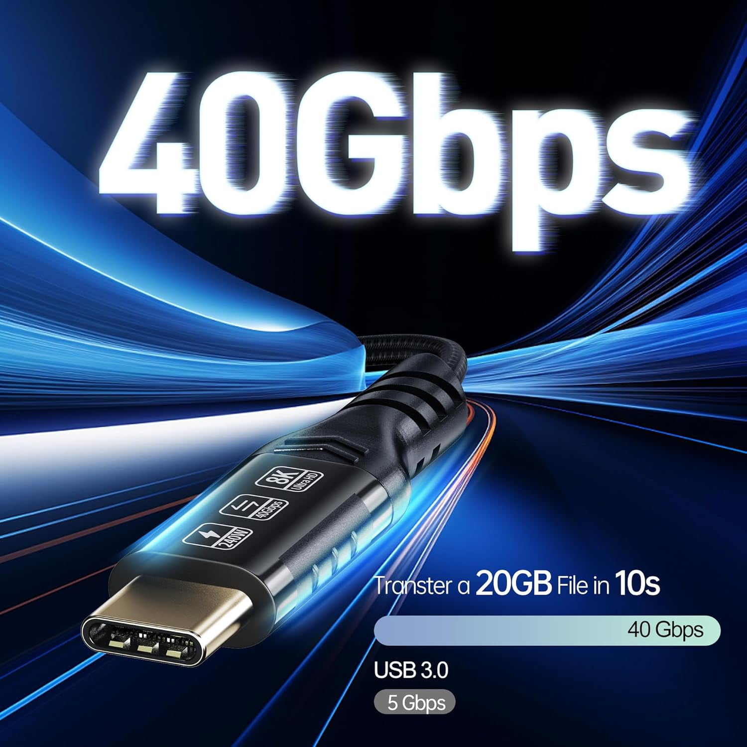 ASIASN-USB 4 Cable 3.3 ft, Supports 8K HD Display, 40 Gbps Data ...