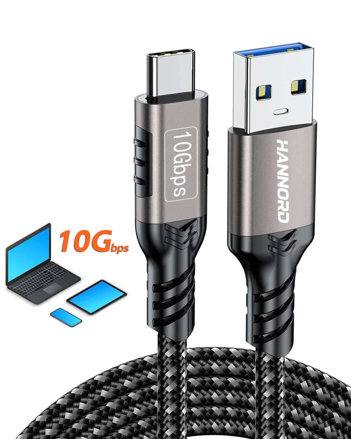 ASIASN-USB-C Cable 10Gbps,6.6Ft 2-Pack,USB3.2 Gen2 Data Sync Transfer ...
