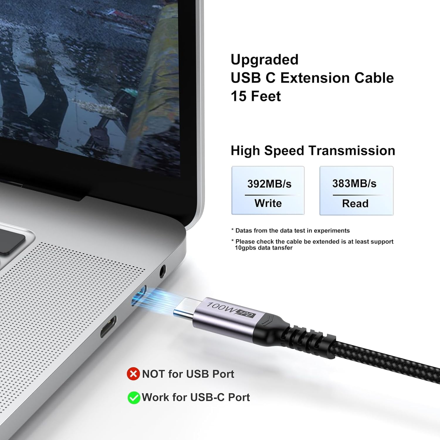 ASIASN-USB C Extension Cable 15ft, USBC Type C Male to Female 5Gbps ...
