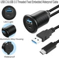 ASIASN-USB C & USB 3.0 Threaded Fixed Embedded Car Waterproof Cable 5Gbps USB3.0 & USB C Panel ...