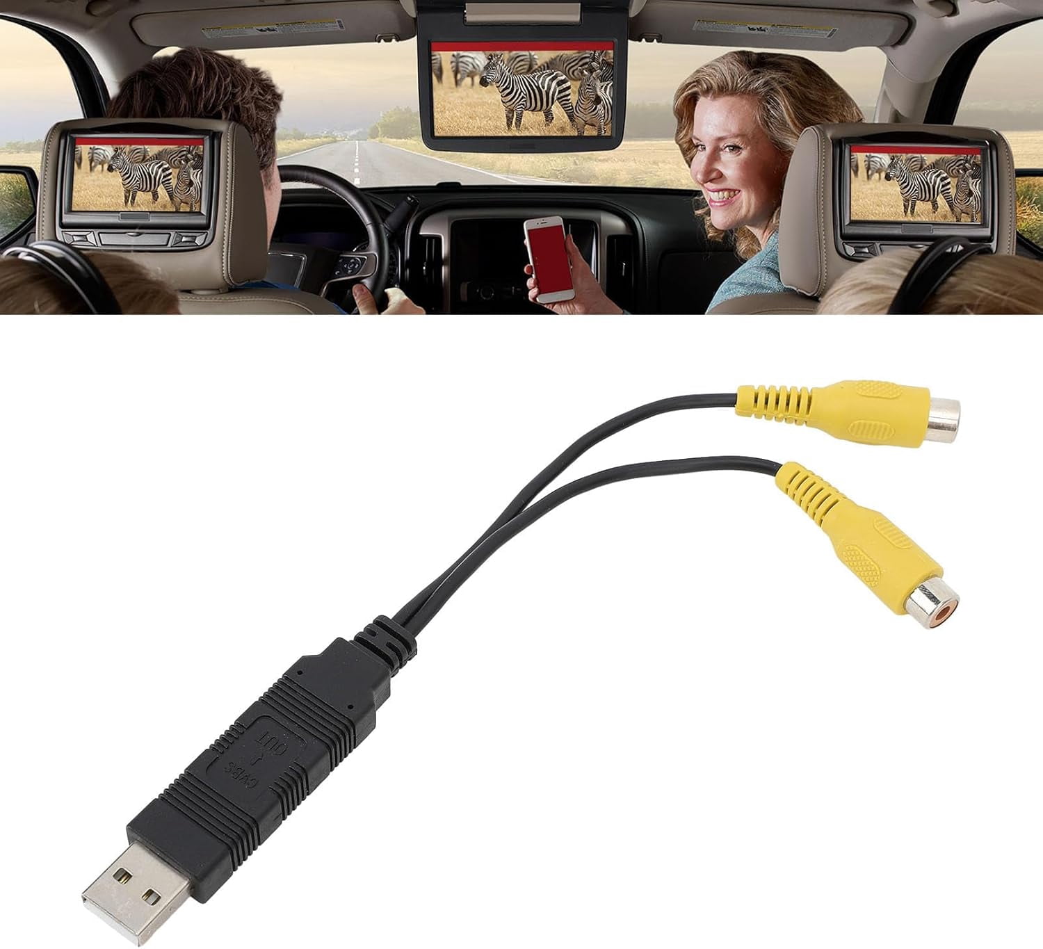 ASIASN-USB CVBS Video Output Adapter, HD Video Cable for Car Radio AV ...