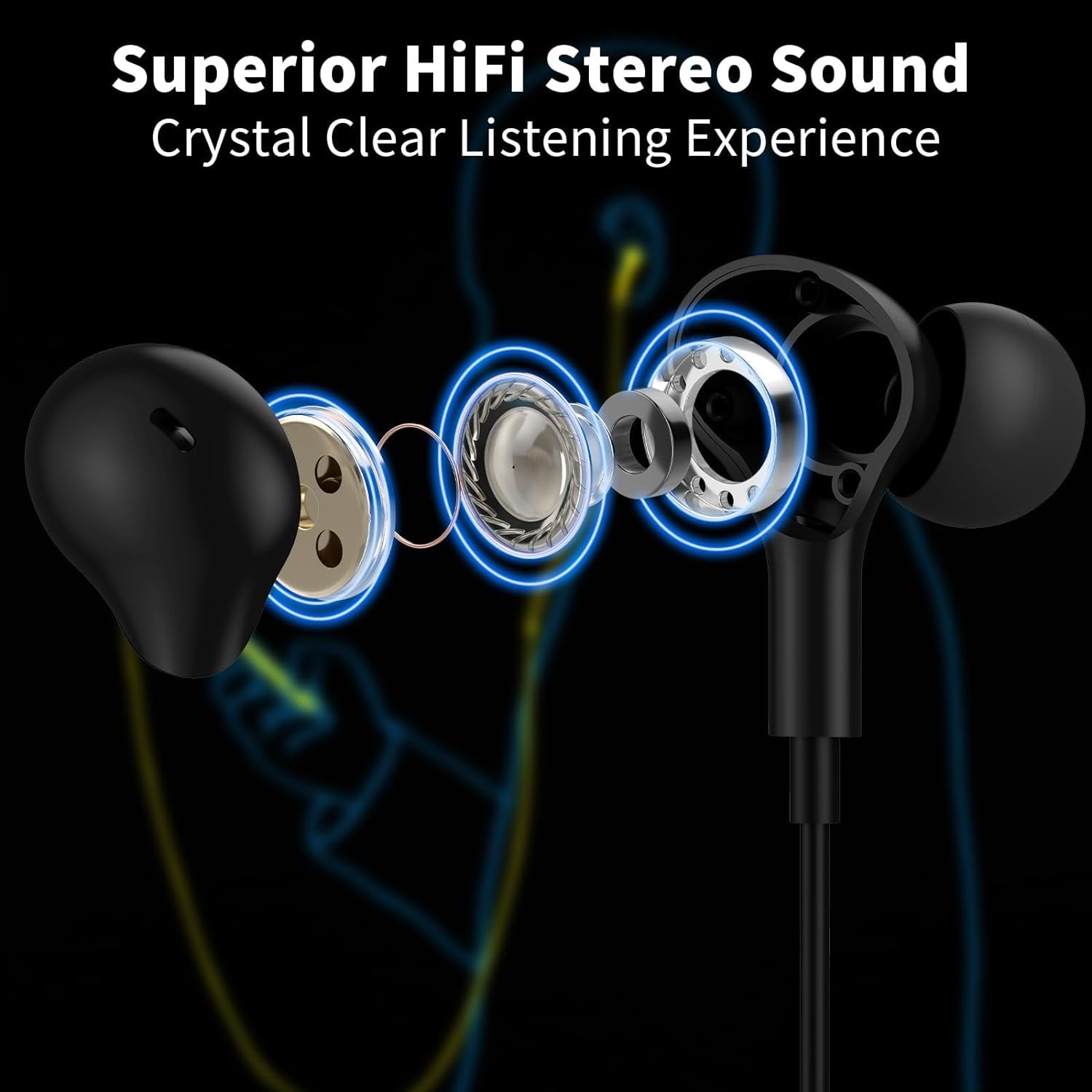 ASIASN-USB Headphones with Microphone for Laptop, 7.5ft Magnetic Wired ...