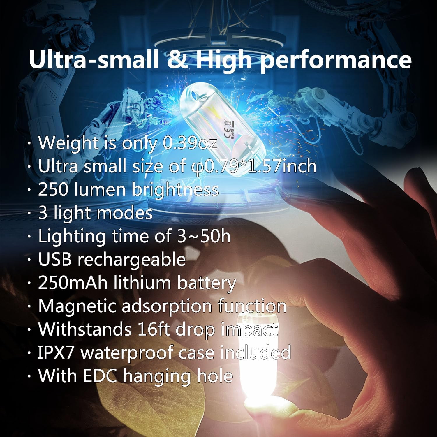 ASIASN-USB Mini LED Lantern, 2 Pack Waterproof EDC Keychain LED ...