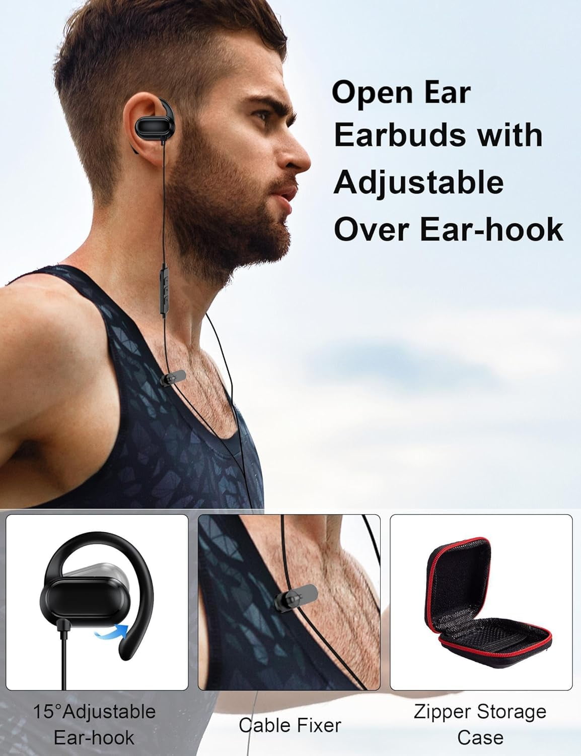 ASIASN-USB Type C Headphone Open Ear Adjustable Over Ear Hook Headset ...
